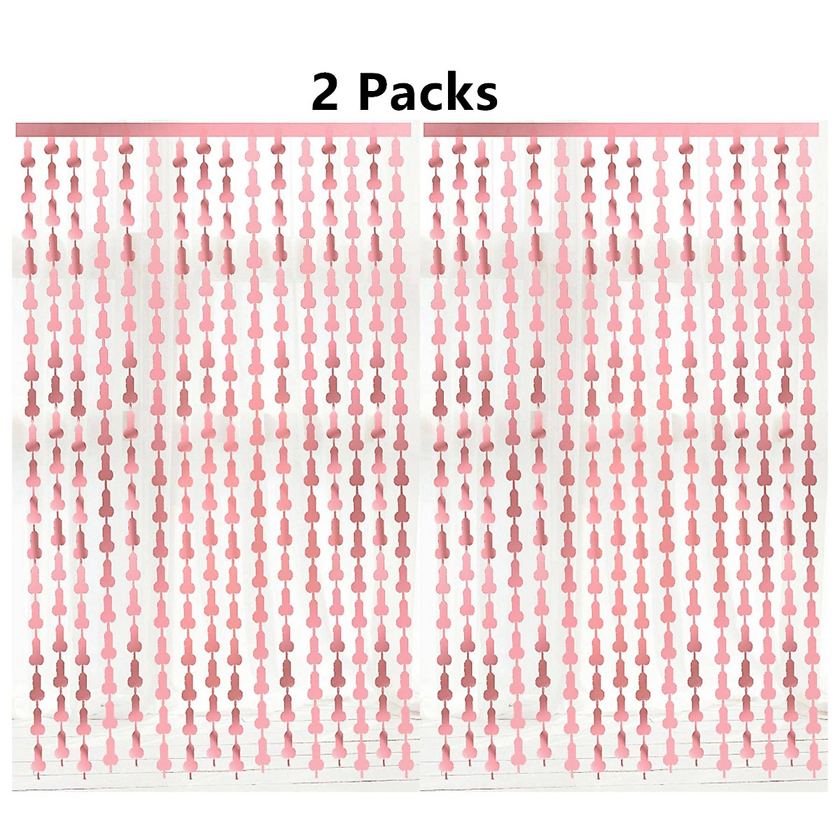 Bachelorette Party Decoration,2 Pack Rose Gold Fringe foil Curtains 3.3 x 6.6 ft