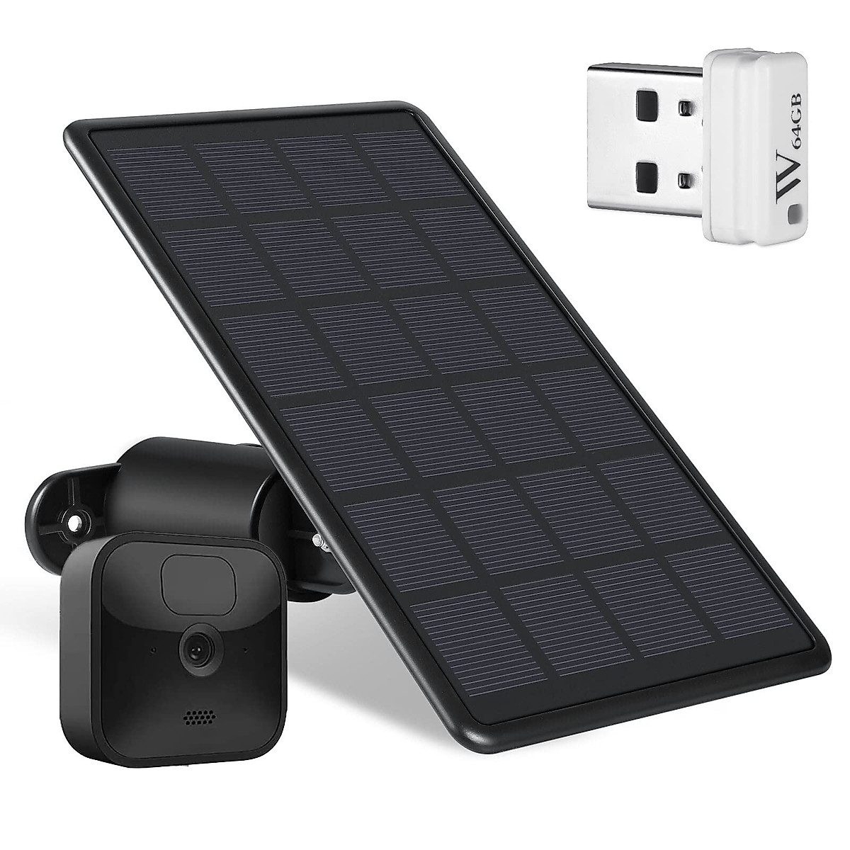 Wasserstein Solar Panel Compatible with Blink Outdoor & Blink XT2/XT - Additional 64GB USB Flash Drive Included (Blink Camera NOT Included)