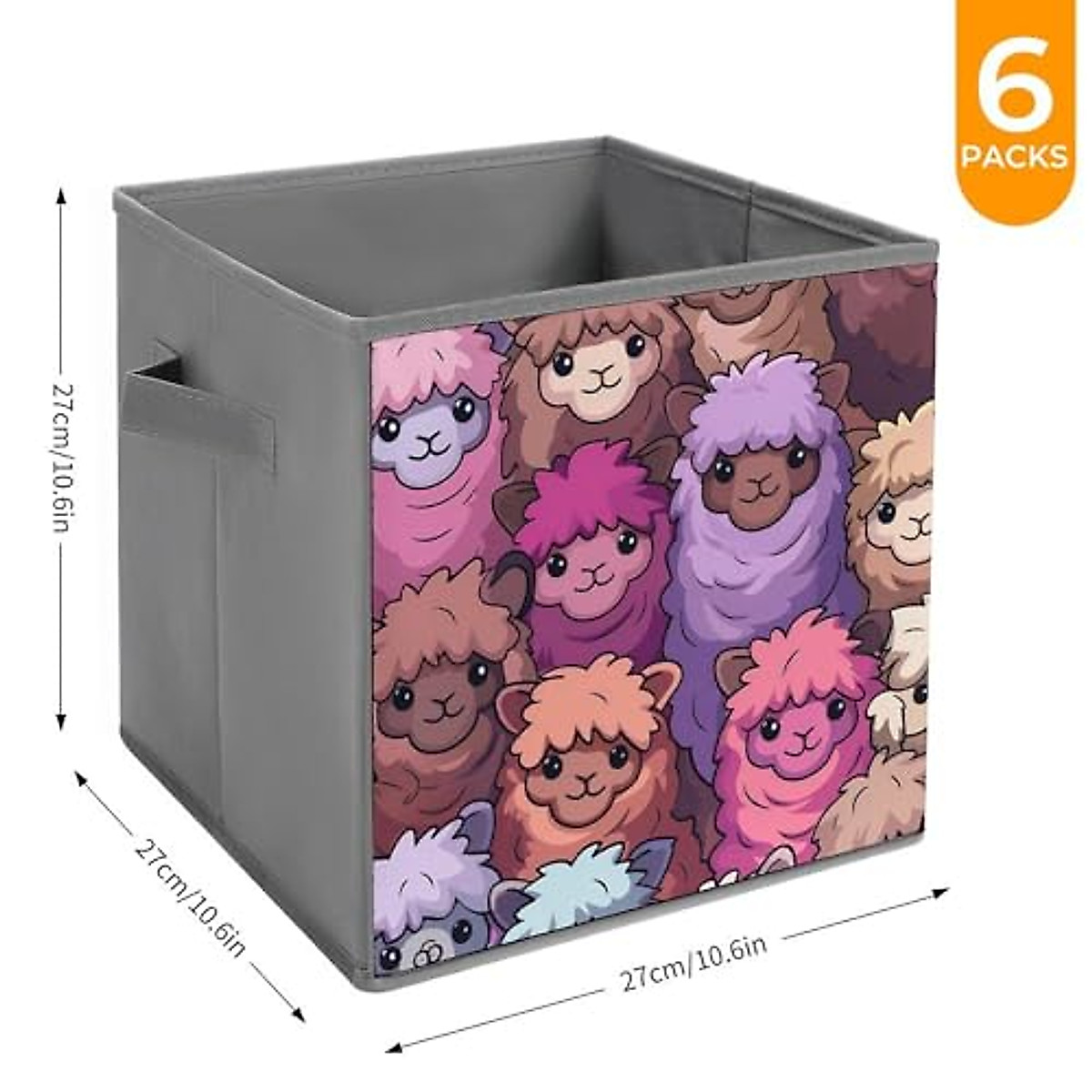 Alpaca Foldable Storage Bins with Handles Storage Cubes Closet Organizer for Living Room Bedroom 6PCS