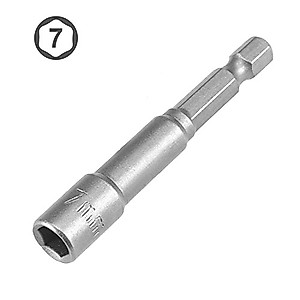 uxcell 5 Pcs 1/4" Quick-Change Hex Shank 7mm Magnetic Nut Setter Driver Drill Bit, 65mm Length, Metric