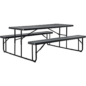 Global Industrial 6' Folding Plastic Picnic Table, Charcoal