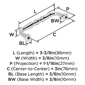 Amerock | Cabinet Pull | Polished Chrome | 3 inch (76 mm) Center to Center | Everyday Heritage | 1 Pack | Drawer Pull | Drawer Handle | Cabinet Hardware