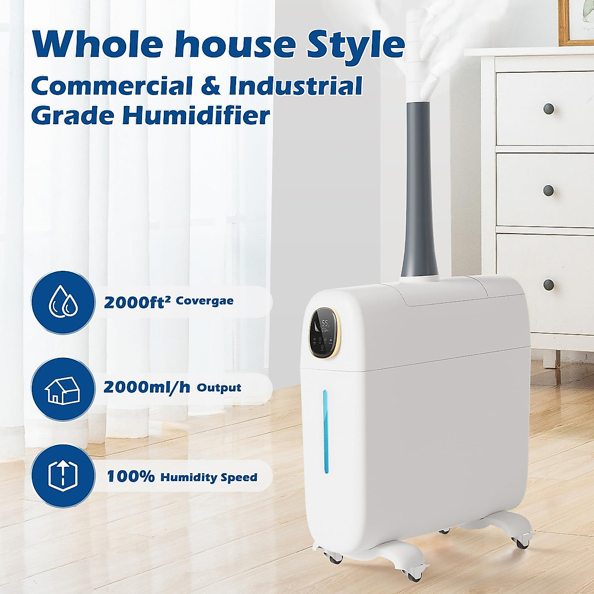 Humidifiers for Large Room Home, 6.6Gal/25L Large Humidifier Whole House Humidifier 3000 sq.ft, Cool Mist Top Fill Floor Commercial and Industrial Humidifiers, 360° Nozzle Sets, 3 Speed, Remote