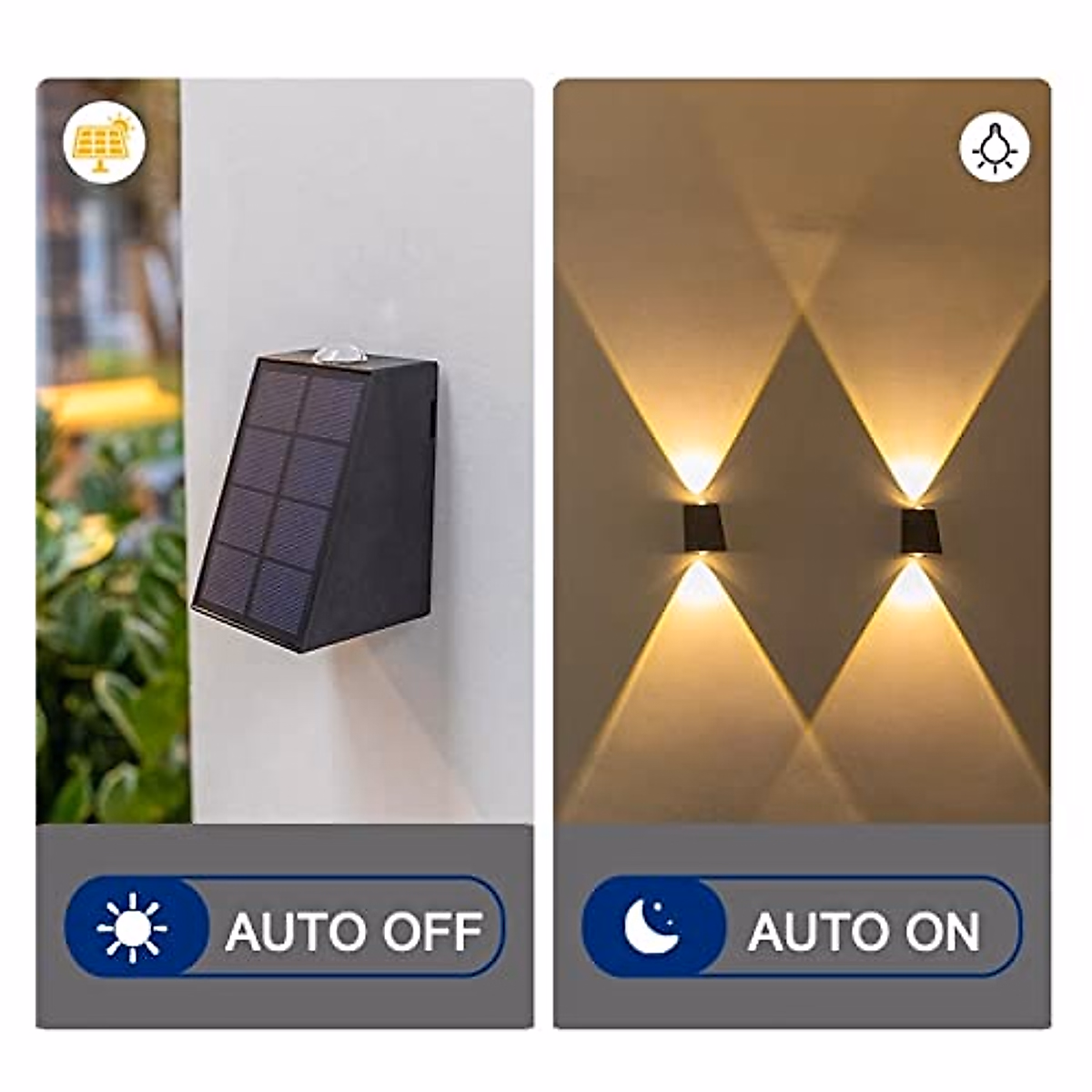 ASLIDECOR Solar Wall Lights UP and Down,Warm White Fence Lighting Waterproof Deck Step Light for Arbor Patio Yard