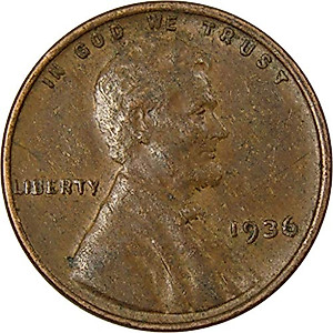 1936 Lincoln Wheat Cent AG About Good Bronze Penny 1c Coin Collectible