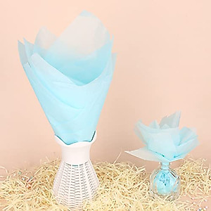 SAVITA 50 x 35cm Tissue Paper Sheets, Solid Color Tissue Wrapping Paper Bulk Packaging Paper Sheets for Easter, Weddings, Birthdays, DIY Crafts (60 Sheets, Light Blue)