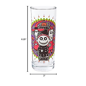 Silver Buffalo Disney Tim Burton Nightmare Before Christmas Day of the Dead Design 4 Pack Tumbler Glass Set, 10 Ounces