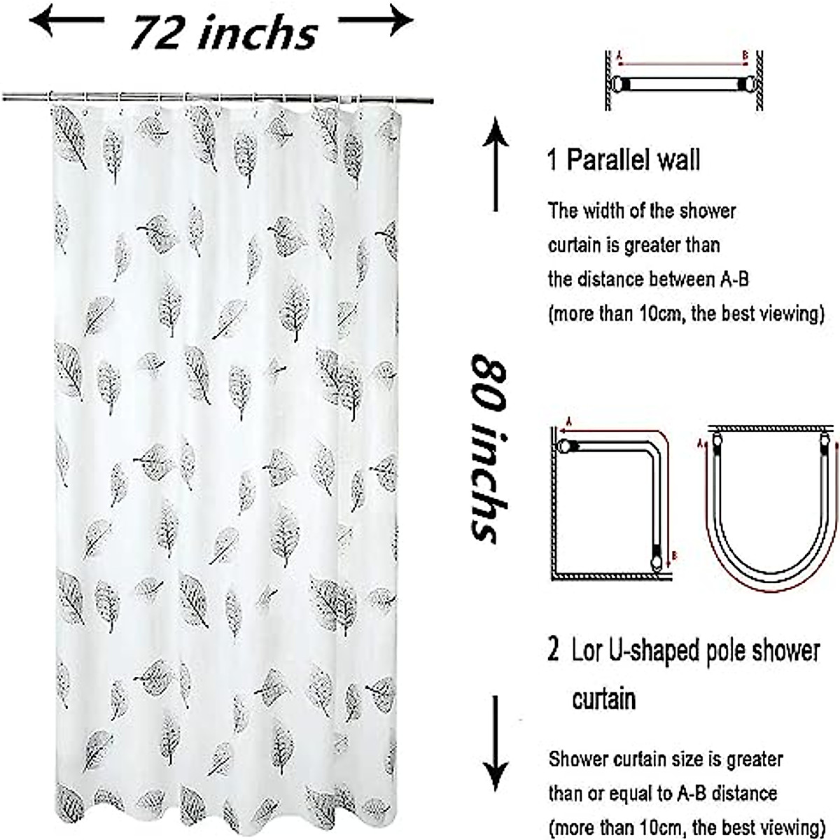CELBERENA Shower Curtain Liner 72x80 Inchs, PEVA Bathroom Plastic Shower Curtains Waterproof Decor Farmhouse Shower Curtain Set with 12 Pack Plastic Hooks