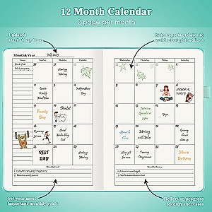 Planner, Undated Daily Planner with To Do List, 365 Days Planner for ADHD, Agenda for Women Men, Hourly Planner Notebook for Goal Setting, Productivity Organizer with Calendar, 8.3" x 5.8" (Blue)