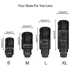 ARVOK Lens Pouch Set, Water Resistant Protective Lens Cases for DSLR Camera Lens, 4 Size Thick Camera Lens Bag for Nikon, Tamron, Sigma, Pentax, Sony, Olympus, Panasonic