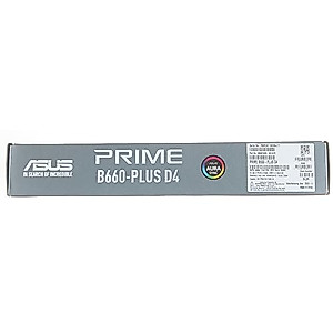 ASUS Prime B660-PLUS D4 LGA 1700(Intel 12th Gen) ATX Motherboard(PCIe 4.0, DDR4,3xM.2 Slots, 2.5Gb LAN, Rear USB 3.2 Gen 2x2 Type-C, Front USB 3.2 Gen 1 Type-C, Thunderbolt 4 Header Support)