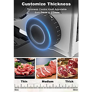 OSTBA Die-Cast Electric Deli Food Slicer with Two Removable Stainless Steel Blades,0-23mm Adjustable Thickness Meat Slicer for Home, Food Slicer Machine with Food Tray,160W