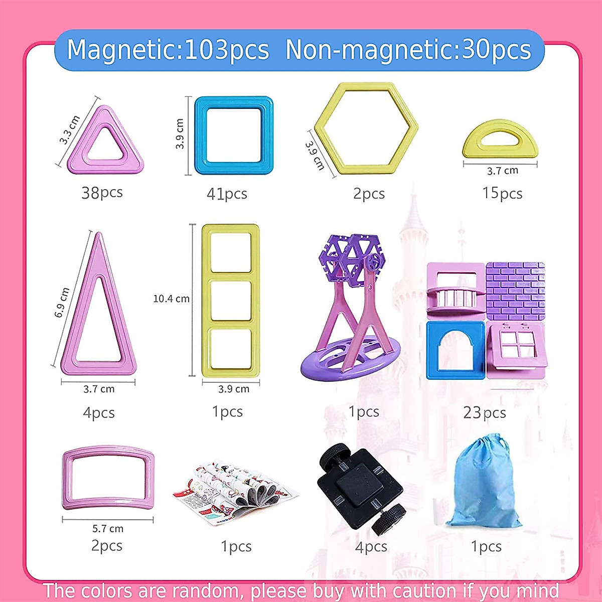 ASOK Magnetic Blocks Magnetic Tiles 133pcs 3D Castle Educational Learning and Development Toys for 3 4 5 6 7 8 9 Years Old Boys Girls Kids 133pcs