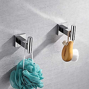 Miyili Bath Towel Hook Polished Stainless Steel Coat/Robe Clothes Hook for Kitchen Garage Wall Mounted (2 Pack), B02C2