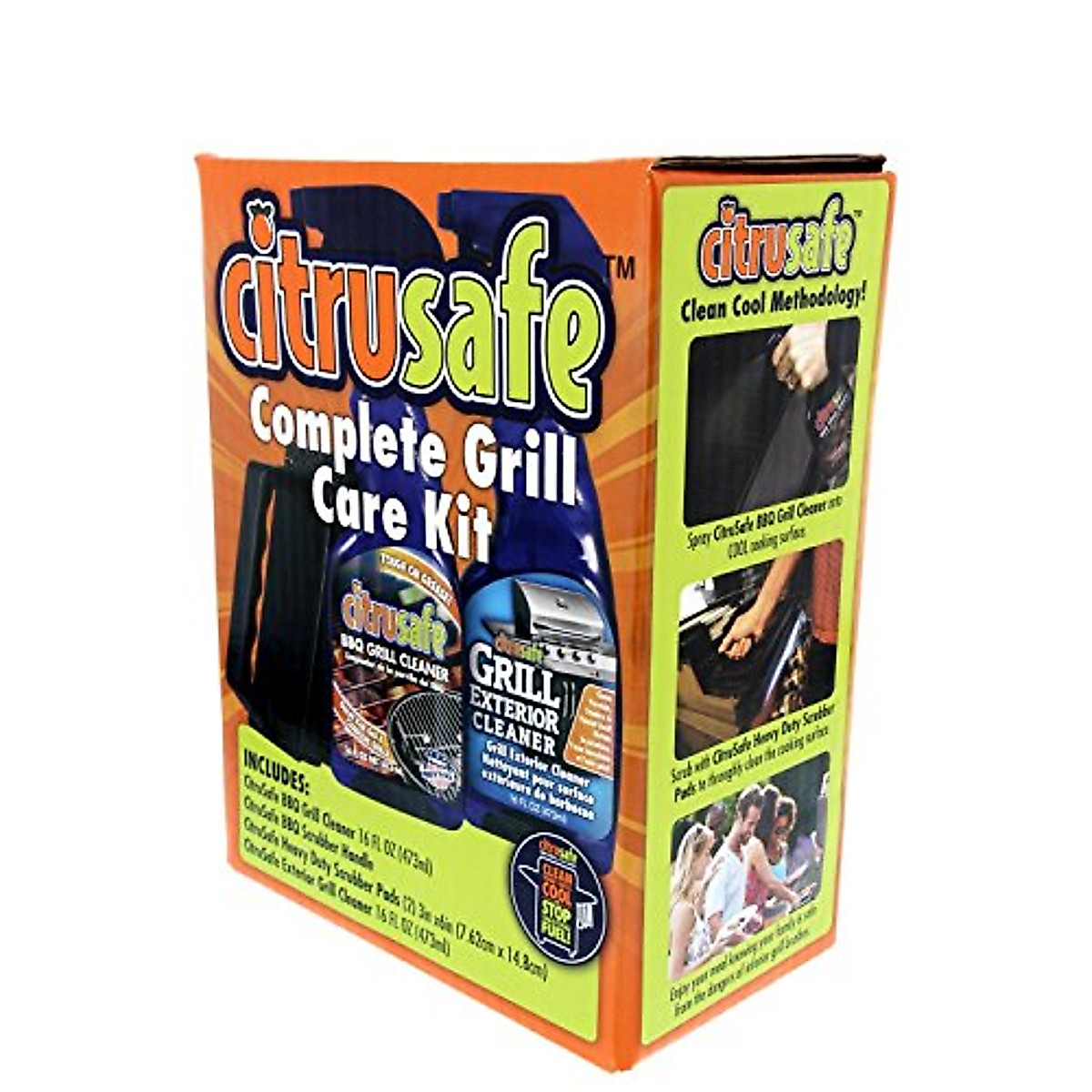 Citrusafe Grill Care Kit - BBQ Grid and Grill Grate Cleanser, Exterior Cleaner, and Scrubber by Citrusafe (16 oz Each)
