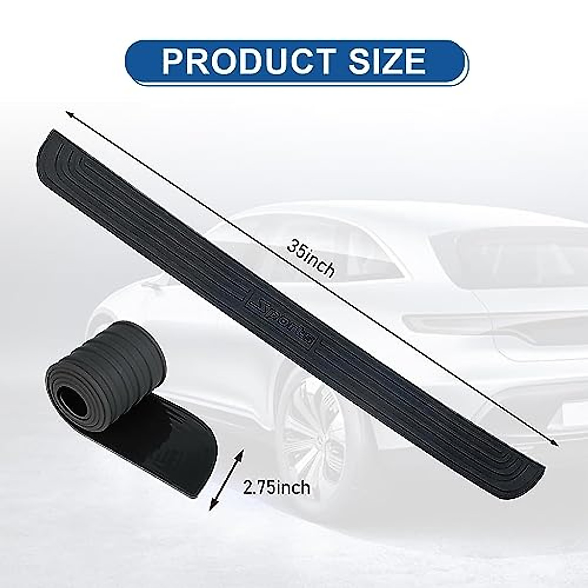 GKmow 1 PC General Motors Trunk Bumper Strip, 35" x 2.75" PVC Trunk Door Entry Guard, Anti-Scratch Personalized Car Protection Trim Accessory, Fits Most Models (Black #Sport)