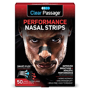 Care Science Waterproof Kinesiology Tape, 40 ct, Precut Strips (2 Rolls), Black + Clear Passage Performance Nasal Strips for Athletes, Black, 50 Count Bundle