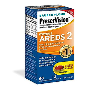 PreserVision AREDS 2 Eye Vitamin & Mineral Supplement, Contains Lutein, Vitamin C, Zeaxanthin, Zinc & Vitamin E, 60 Minigels (Packaging May Vary)