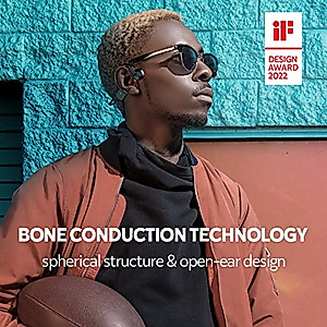 iqua Bone Conduction Earbuds, Open Ear Headphones Sports Bluetooth Earbuds, Bluetooth Headphones with Built-in Mic 2 in 1 Headset,IP56 Waterproof Headphones for Workouts Running Bicycling Hiking