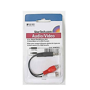 StarTech.com 6in Stereo Audio Y-Cable - 3.5mm Male to 2x RCA Female - Headphone Jack to RCA – Computer / MP3 to Stereo 1x Mini-Jack 2x RCA (MUMFRCA), Black