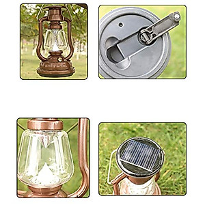Outdoor Waterproof Solar Table Lamp Antique Solar Lantern Lights Hanging Lighting with 7 LED for Garden Camping Patio Outdoor Indoor (Red)