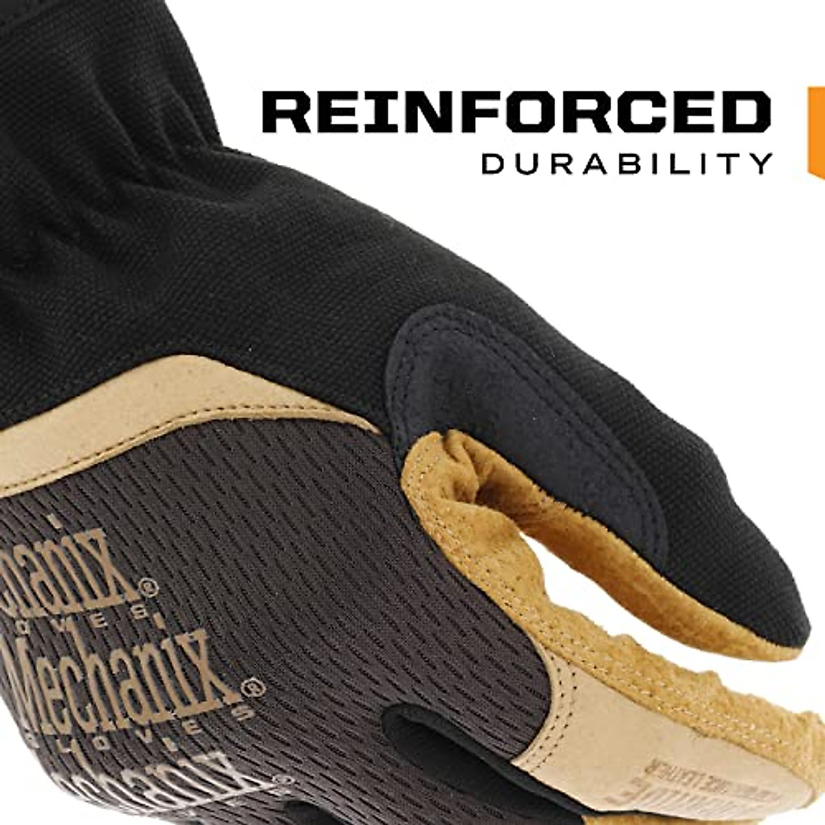 Mechanix Wear: Durahide Leather FastFit Work Glove with Elastic Cuff for Secure Fit, Utility Gloves for Multi-Purpose Use, Abrasion Resistant, Safety Gloves for Men (Brown, Large)