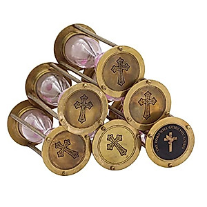 Brass Hour Glass with Religious Quotes, Unique Sandglass for Son, Grandson, Daughter, Father, Mother, Husband, and Some one You Love. (Old Brass Joshua 1:9 Black)