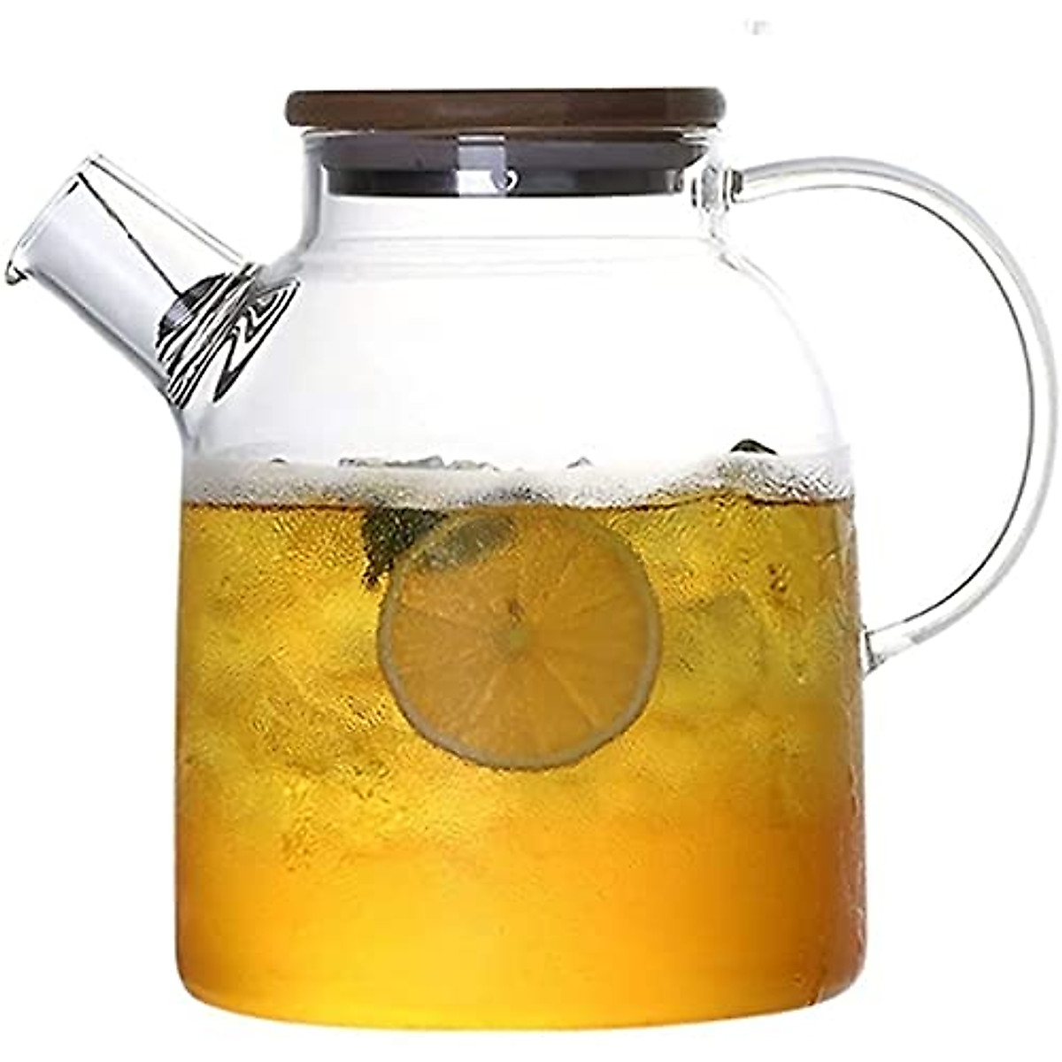 Acoode Glass Water Pitcher with Bamboo Lid Large Capacity Cold Water Tea Pot with Filter for Hot/Cold Water and Iced Tea (1800ML/60Oz)