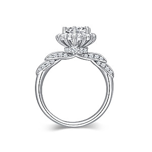 Molioaki 1.25 Carat (ctw) moissanite engagement rings for women Platinum Plated Silver moissanite rings- 9.5