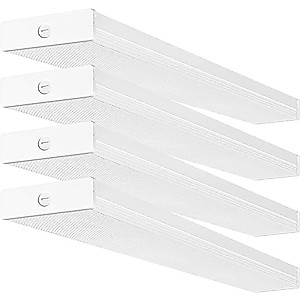 hykolity 4 Pack 4FT LED Wraparound Light 40W 4 Foot LED Shop Lights for Garage, [2-lamp 32W Fluorescent Equiv.] 4400lm 4000K LED Wrap Light, Flushmount Office Ceiling Light Fixture ETL Listed