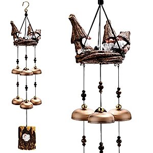 Wind Chimes for Outside, Gnome Wind Chimes with 6 Larger Bells for Mom Dad Daughter Women’s Gift,Outdoor Wind Chimes for Patio Porch Garden Backyard Decor