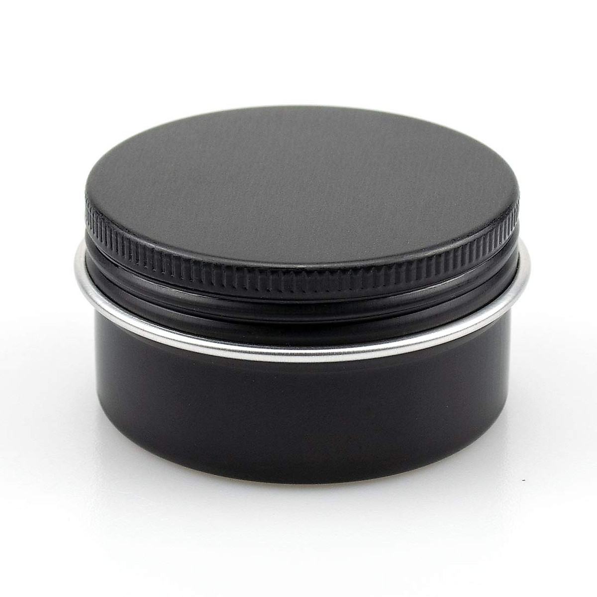 Foraineam 60 Pack 1 oz. Aluminum Round Lip Balm Tin Container Bottle with Screw Lid - Black Empty Tins for Salve, Powder, Spice, or Candies