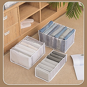 2PCS Extra-large Clothes Organizer for Folded Clothes, Pant Jeans Organizer with Compartment,Foldable Wardrobe Clothes Clothing Organizer for Closet Drawer Storage Box Bedroom. (7 Grids-Large, white)