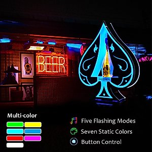 ZYLZHMCH LED Bottle Display Shelf, Ace of Spade Champagne Bottle Presenter Gradient Color and 7 Color Light Modes Flashing Shimmering Bottle Sparklers