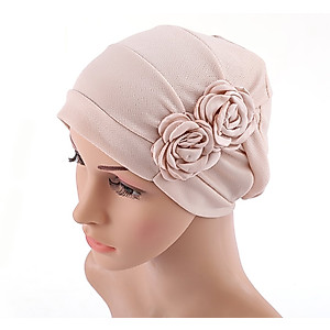 HONENNA Chemo Turban Headband Scarf Beanie Cap Hat for Cancer Patient (Cream-Coloured)