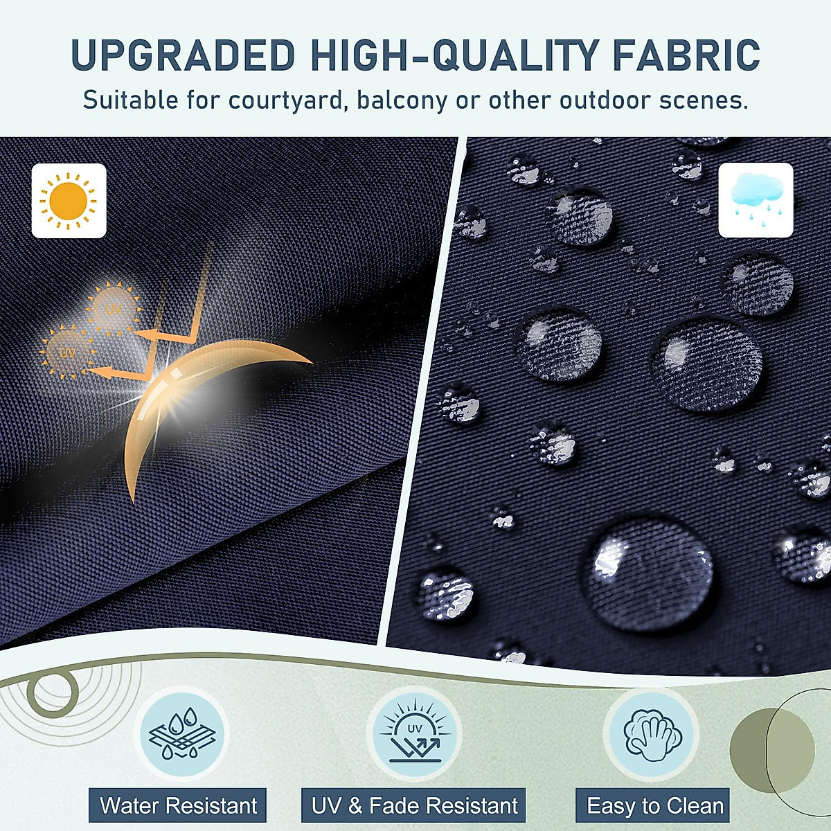 downluxe Outdoor Bench Cushion for Patio Furniture, Waterproof Tufted Overstuffed Porch Swing Cushions, Memory Foam Outdoor Loveseat Cushions, 44" X 19" X 5", Navy, Set of 1