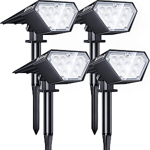 Biling Solar Spot Lights Outdoor, Bright 700 Lumen Solar Lights Outdoor Waterproof IP67, Solar Landscape Lights Uplights for House Patio Pathway Yard Garden Driveway Pool - White(4 Pack)