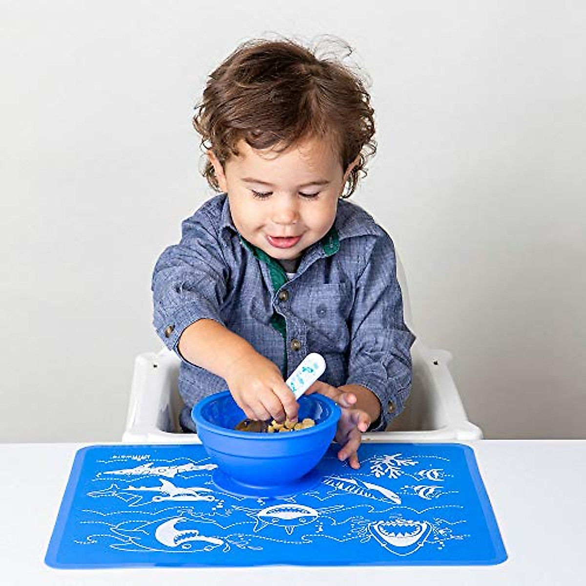 Brinware Toddler Utensils Kids Silverware Set - Fork Spoon and Knife Cutlery Set (6 Pack) Stainless Steel Flatware - Self Feed Baby Utensils - Dino/Shark