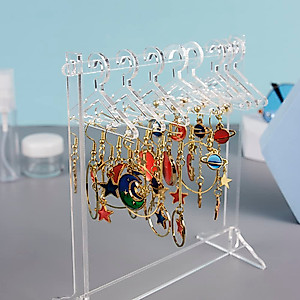 NatSumeBasics Earring Holder Stand Clear Acrylic Earrings Rack Mini Hangers Display Stand Jewelry Organizer Storage for Women Girls (Clear Earrings Rack)
