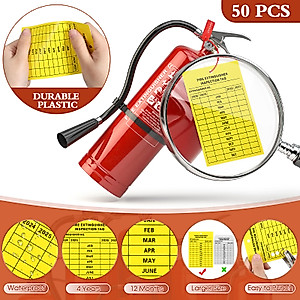 Chunful 101 Pieces Monthly Fire Extinguisher Inspection Tags 2024 Maintenance Tags and Plastic Tamper Seals Numbered Security Tags with Handheld Hole Puncher(Red, Yellow, 5 x 3.3 Inch)