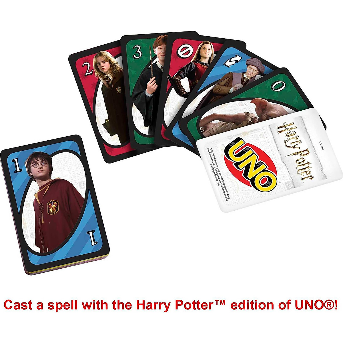 Mattel Games UNO Harry Potter Card Game in Storage Tin for Kids, Adults & Game Night, Collectible Deck Based on Popular Series for 2 to 10 Players