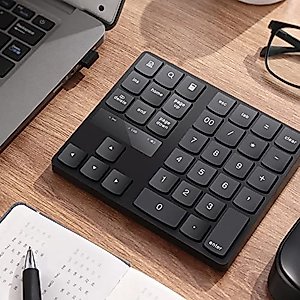 ASHATA Wireless Numeric Keypad,Mini 2.4G 35 Keys Number Pad,Portable Ergonomic Silent Numeric Keypad One Handed Gaming Keyboard,for Laptop, PC, Desktop, Notebook