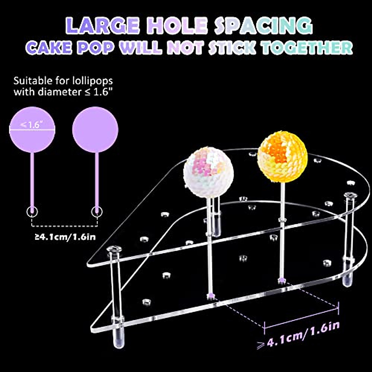 NiHome Cake Pop Stand Non Sticking Out, 24 Holes Acrylic Cake Pop Holder, Lollipop Cakepopsical Stand for Wedding Birthday Party Celebration, Heart Shaped