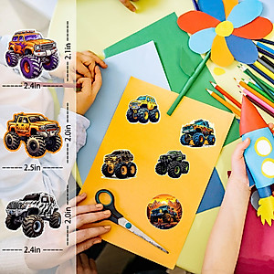 LANKEME 50 PCS Monster Truck Stickers for Kids, Truck Monster Stickers for Water Bottles Laptop Car, Monster Truck Party Favors, Cute Stickers for Boys Party Gifts (Monster Truck Stickers)