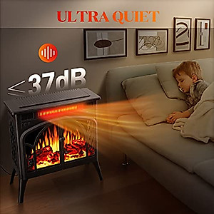 Rintuf Electric Fireplace Heater, 1500W Infrared Fireplace Stove with 3D Flame Effect, 5100BTU Electric Fireplace with Remote Control, Ideal for Indoor Outdoor Home Use