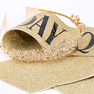 "Birthday Queen" Sash & Rhinestone Tiara Set COCIDE Silver for Women Birthday Decoration Kit Headband for Girl Glitter Crystal Hair Accessories for Party Cake Topper