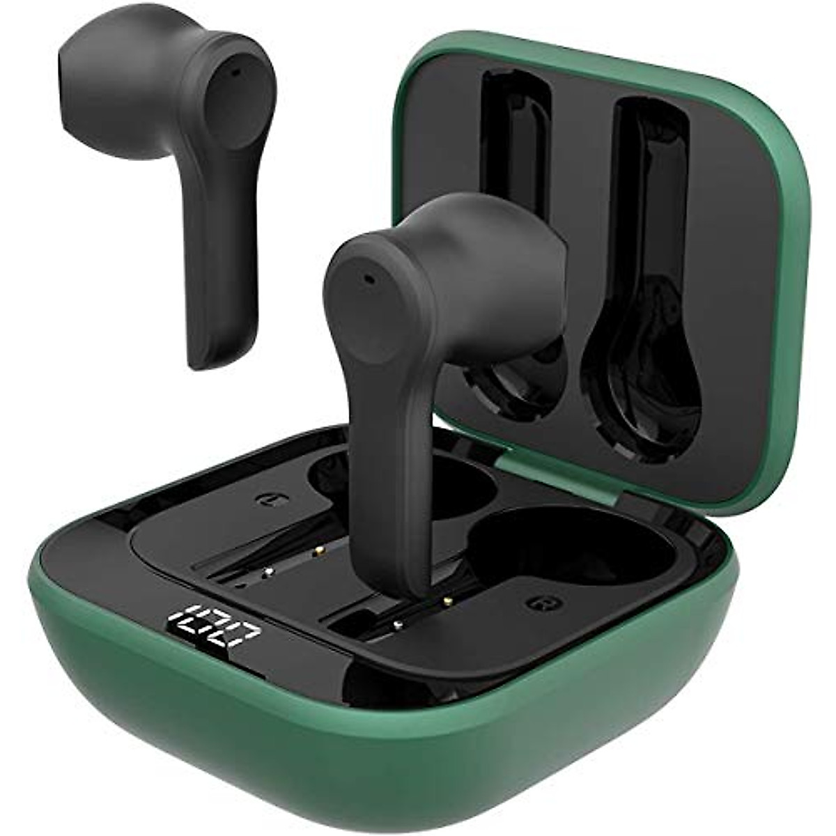 Smart-life TWS BT 5.0 Headphones with Charging Case, Touch Control Waterproof Sports Earphone with Mic Stereo Bluetooth Headset Type-C Charging 24H Playback for Home,Office (Green)