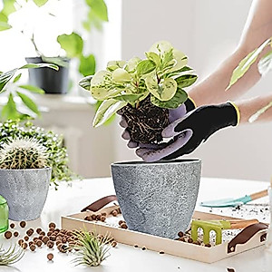 Plant Pots, 6pcs 7.5/6.5/5.8/5/4.2/3.6 Inch Planters Flower Pots with Drainage Hole, Modern Decorative Planter for Indoor Outdoor Plants, Succulents, Flowers & Cactus, Perfect for Home Bedroom Garden