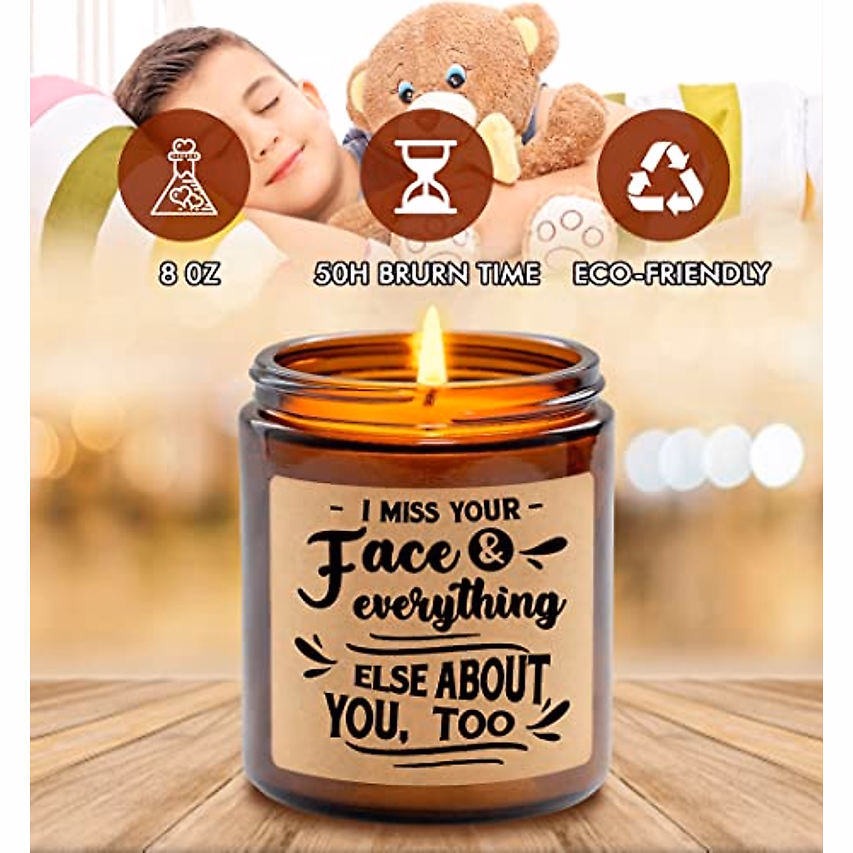 Scented Candles - I Miss Your Face & Everything Else About You Too - Thinking of You Gifts for Men - Boyfriend - Girlfriend - Lavender Scented Candles - Soy Candles