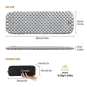 ATEPA Ultralight Sleeping Pad - Waterproof and Durable Camping Mat Sleeping Mat for Comfortable Camping, Hiking, and Backpacking | Compact Air Mattress for Travel and Outdoor Trips